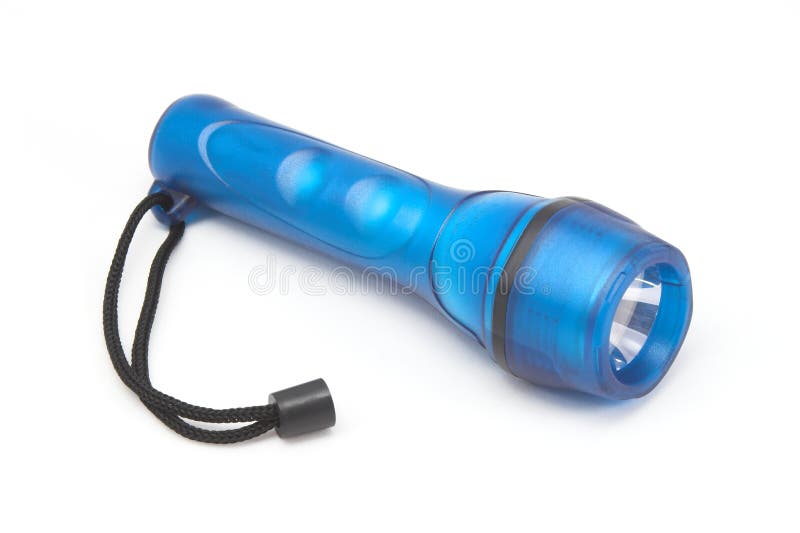 Blue Flashlight stock photo. Image of plastic, black, lens - 1370846