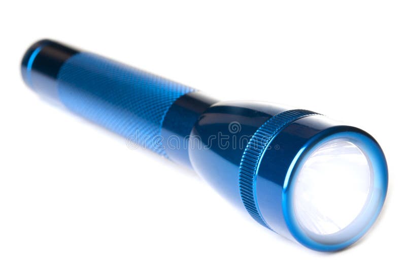 Big Blue Flashlight Isolated on White Background Stock Image - Image of ...