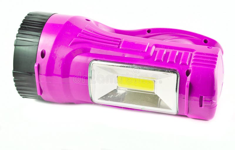 Blue Flashlight Isolated on Green Background Stock Photo - Image of ...