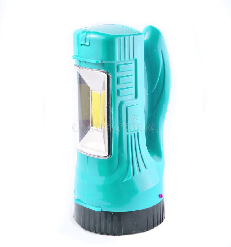 Blue Flashlight Isolated on White Background. Stock Image - Image of ...