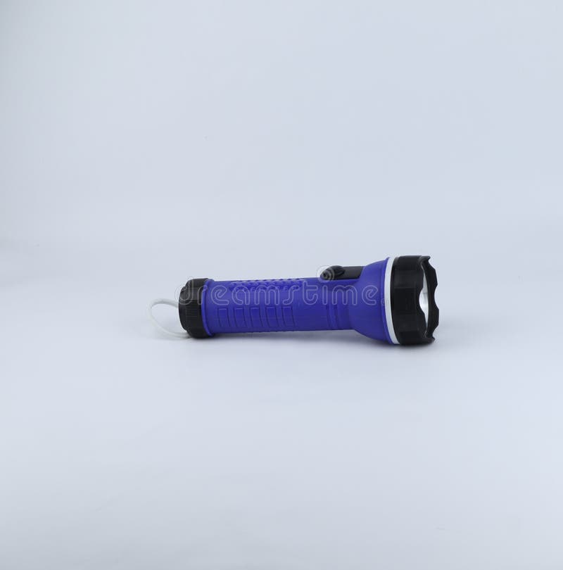 Blue Flashlight Isolated on a White Background Stock Photo - Image of ...
