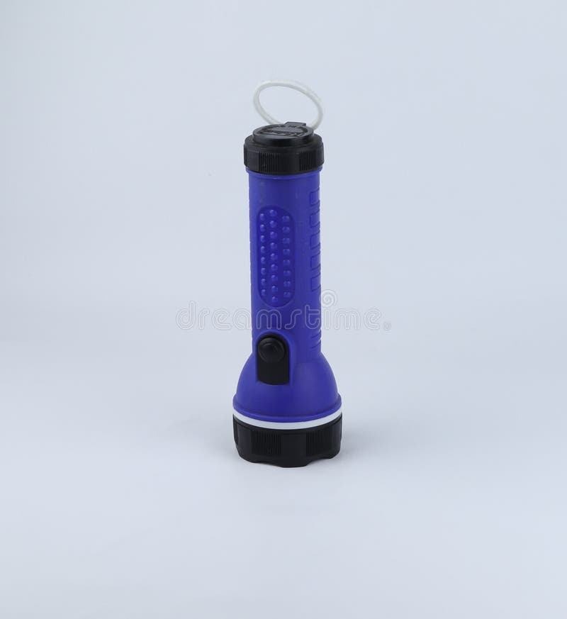 Blue Flashlight Isolated on a White Background Stock Image - Image of ...