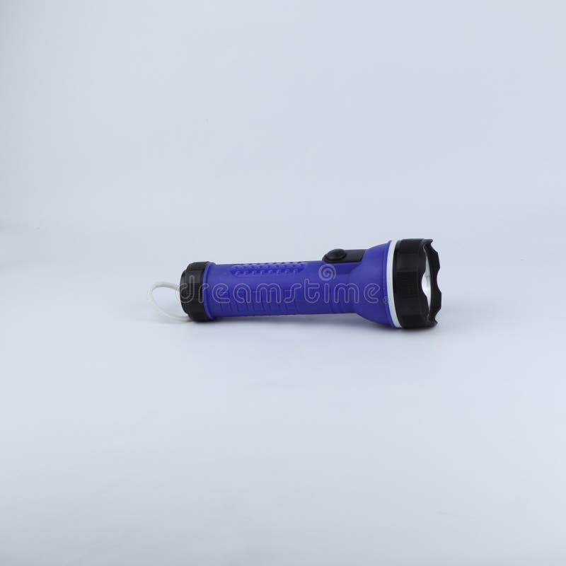 Blue Flashlight Isolated on a White Background Stock Photo - Image of ...