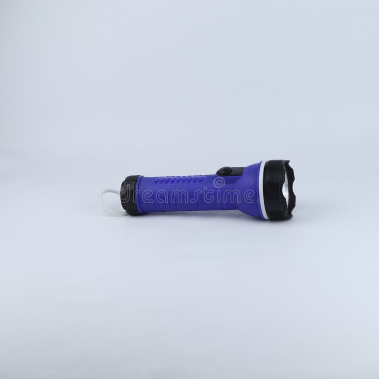 Blue Flashlight Isolated on a White Background Stock Image - Image of ...