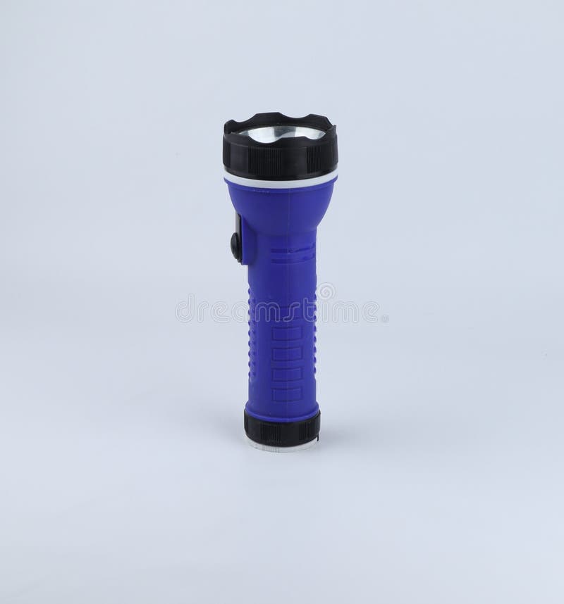 Blue Flashlight Isolated on a White Background Stock Photo - Image of ...