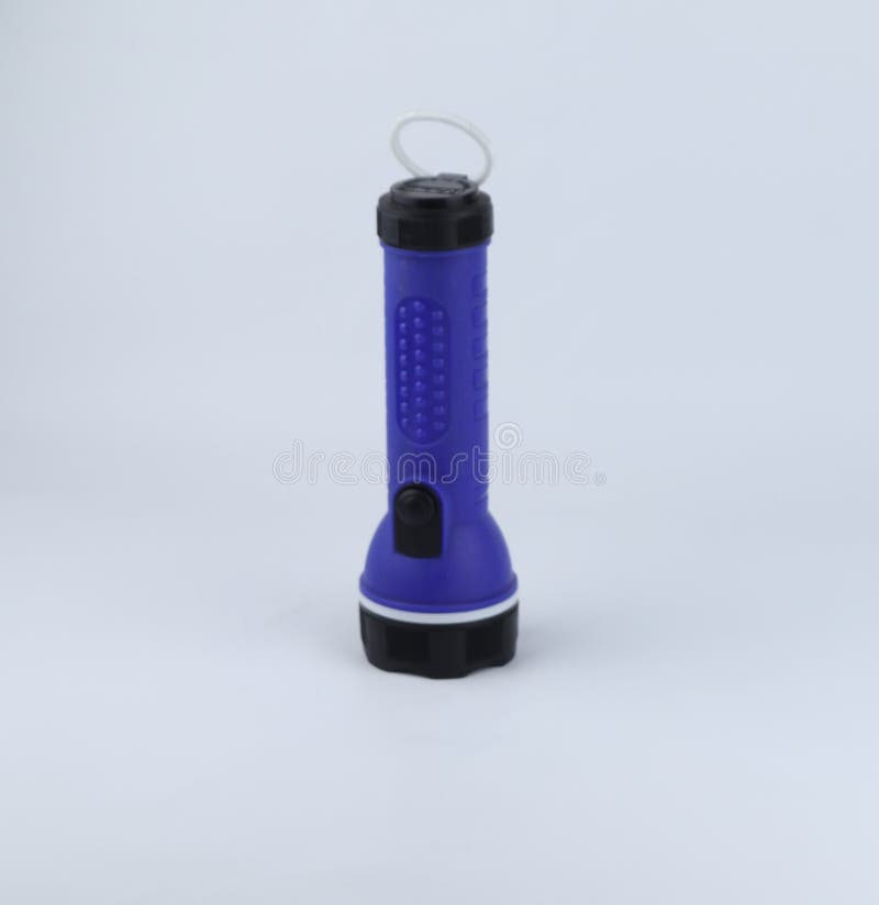 Blue Flashlight Isolated on a White Background Stock Photo - Image of ...