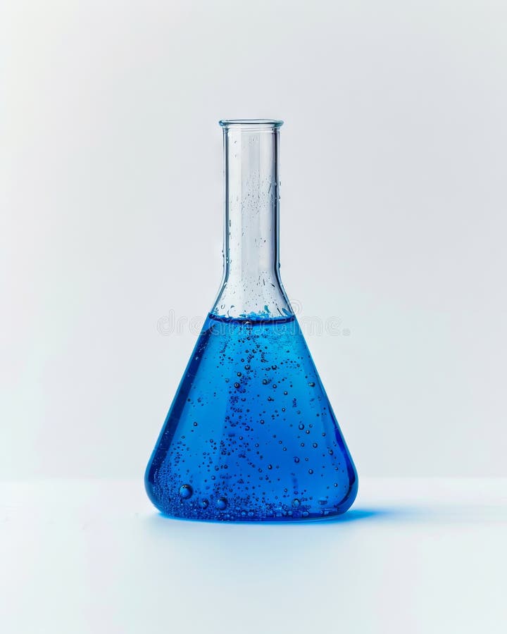 A Blue Flask with Liquid Inside Stock Image - Image of bubble, solution ...