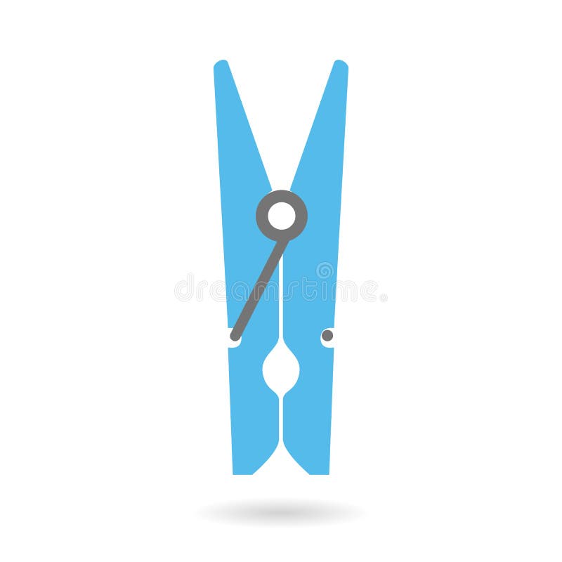 Blue Flat Clothes Peg Isolated Icon Stock Vector - Illustration of white, close: 96916082