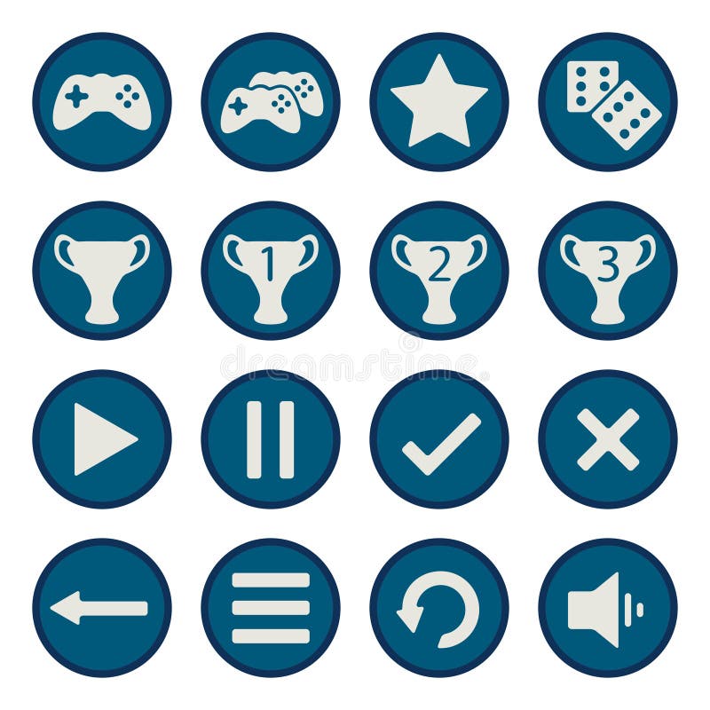 Flat Game Ui Buttons Set in Doodle Style Stock Vector - Illustration of ...