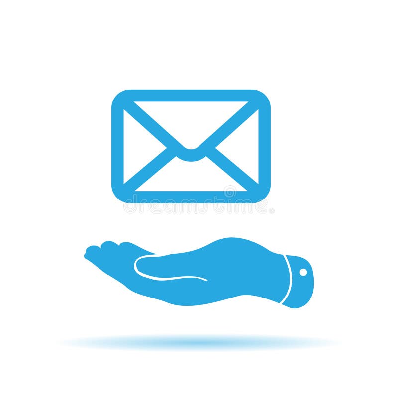 Blue Flat Hand Giving the Mail Icon Stock Vector - Illustration of ...