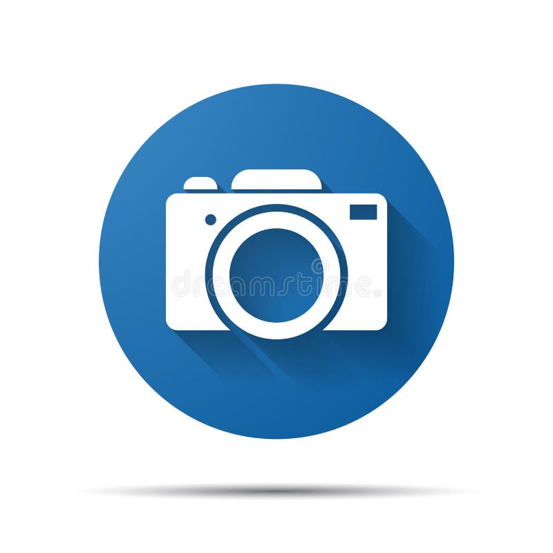 Blue Flat Photo Camera Icon Stock Vector - Illustration of focus, blue ...
