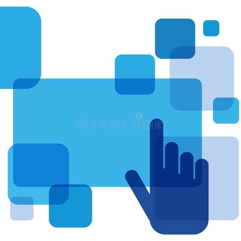 Blue Flat Touch Interface Background Template. Hand Pointer Symbol ...