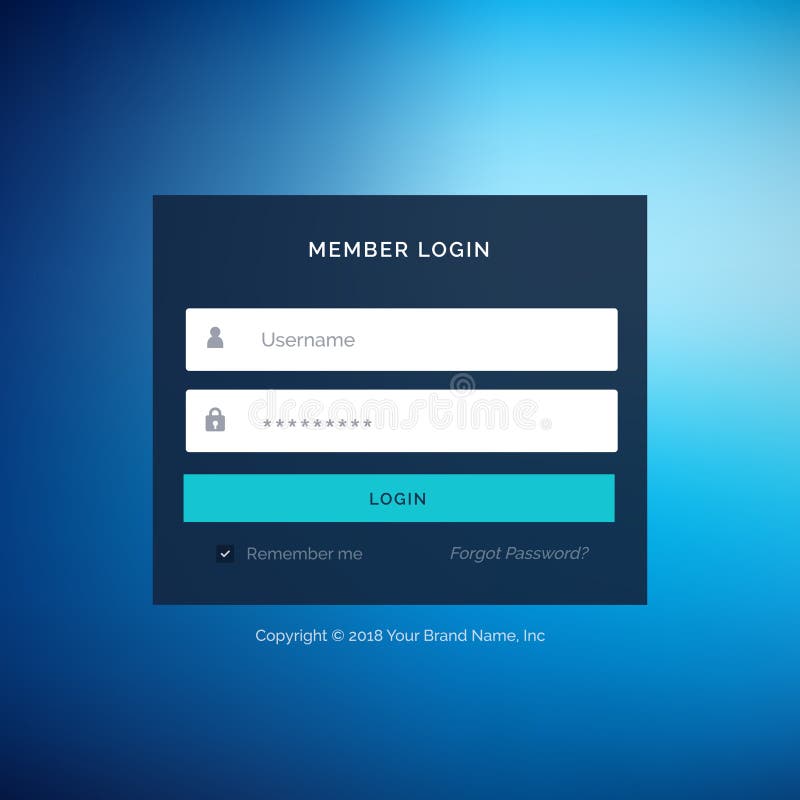 Blue Login Form Template Design in Vector Style Stock Vector ... Blue Login Form Template Design in Vector Style Stock Vector ...