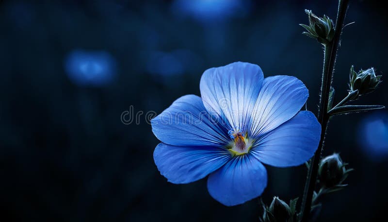 Blue Flax Flower at Night, Moody Nature Backgrounds Stock Illustration ...