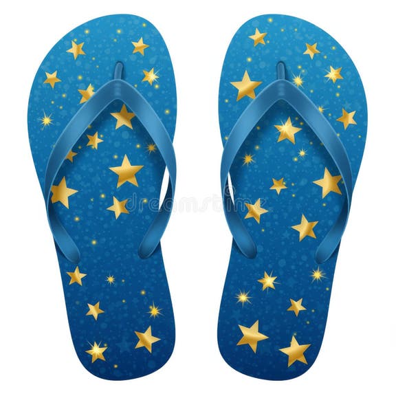 Blue Flip-Flops with Gold Stars Pattern Stock Illustration ...