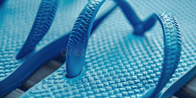 Blue Flip Flops Resting on a Blue Mat, Perfect for Summer Vacation ...