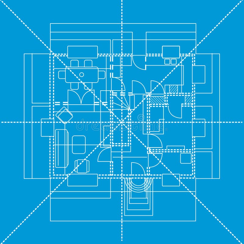 Blue Floor Plan, Illustration Stock Vector - Illustration of company ...