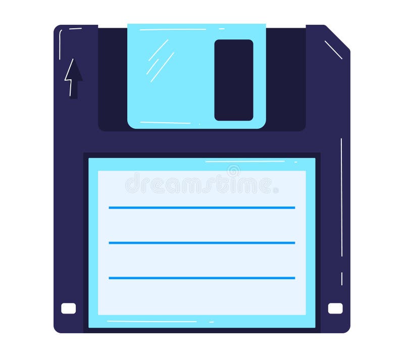 Blue Floppy Disk Vector Illustration. Retro Storage Device for ...