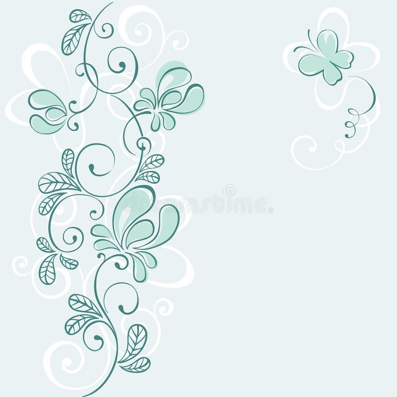 Artistic Scroll Blue Floral Design Stock Vector - Illustration of decor ...