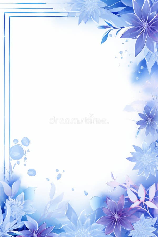 A Blue Floral Background with a Square Frame Stock Illustration ...