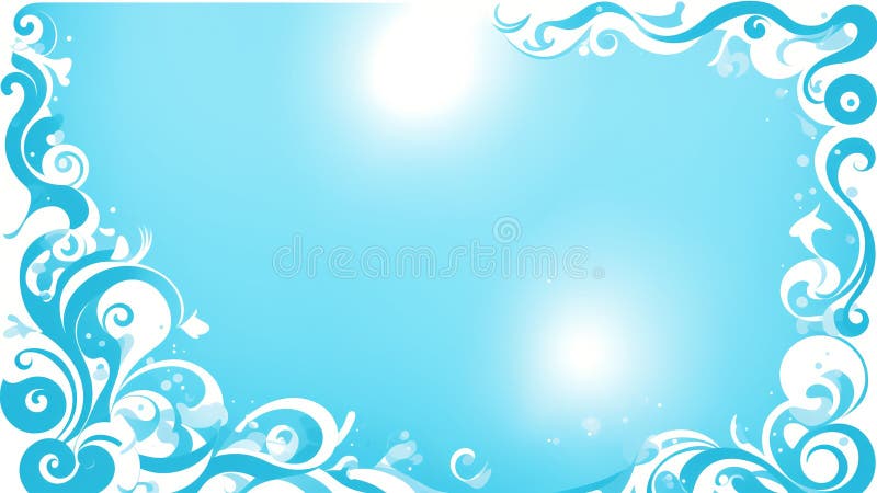 A Blue Floral Background with a White Border Stock Illustration ...