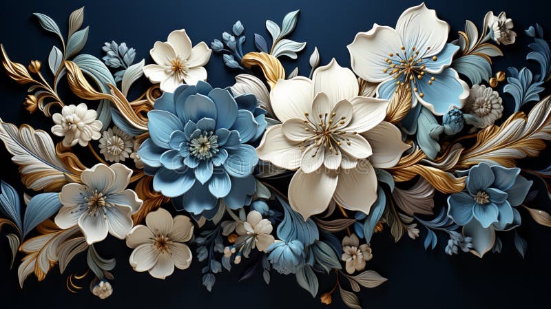 A blue floral border stock illustration. Illustration of colours ...