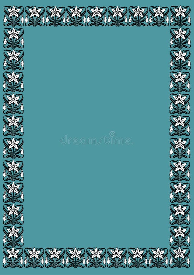 Blue floral border stock vector. Illustration of color - 7408613
