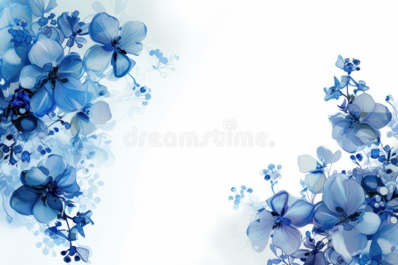 Blue Floral Border with White Background Stock Image - Image of ...