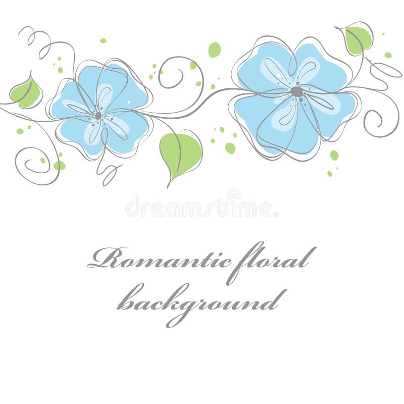 Blue Floral Card Background Stock Vector - Illustration of decor ...