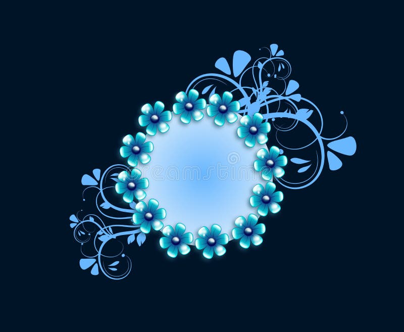 Blue Floral Circle Background Stock Illustration - Illustration of ...