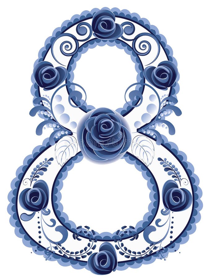 Blue Floral Eight stock vector. Illustration of blue - 84706922