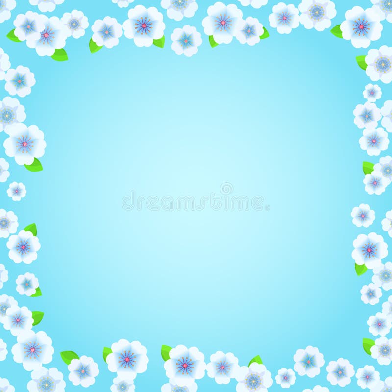 Blue Floral Frame stock vector. Illustration of cherry - 24396190