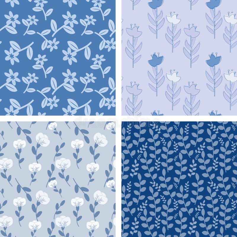 Blue floral patterns stock vector. Illustration of fashion - 27684520