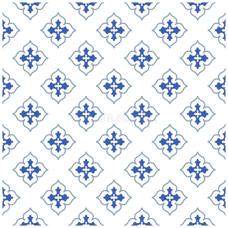 Blue Floral Porcelain Seamless Pattern Stock Vector - Illustration of ...
