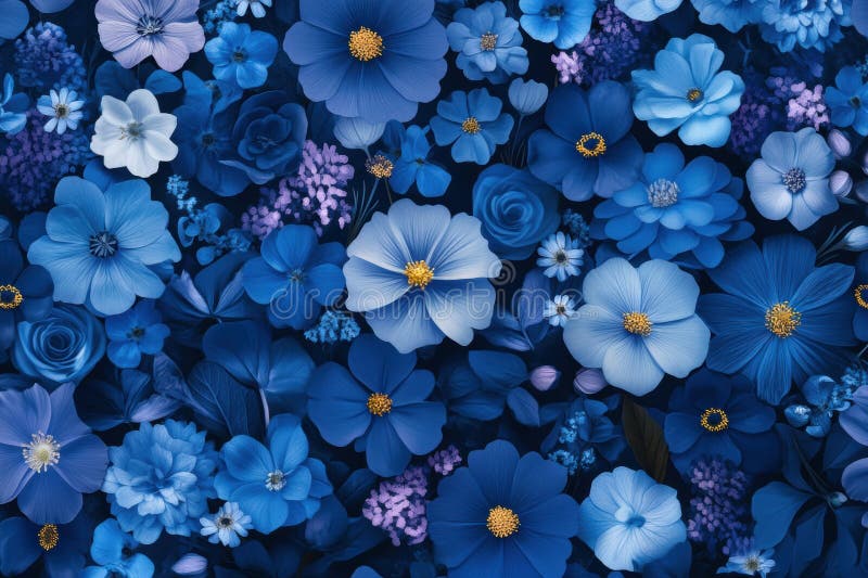 Blue Floral Print, Floral Pattern in Shades of Blue, Ideal for Fabric ...