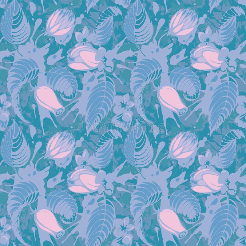 Blue Floral Seamless Pattern Stock Vector - Illustration of design ...