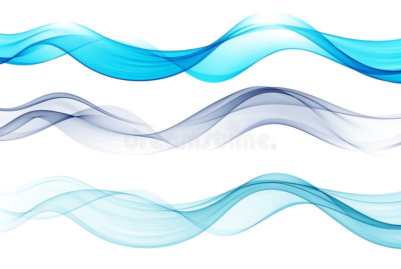 Blue Flow Transparent Wave, Smoky Wave, Set. Stock Vector ...