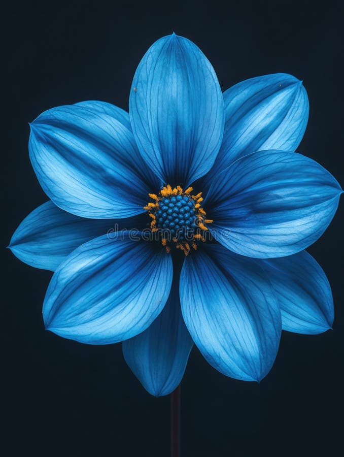 Blue Flower on Black Background, Stock Photo - Image of dark, subtle ...