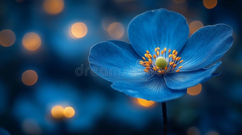 Blue Flower with Bokeh Effect and Soft Lighting Stock Photo - Image of ...