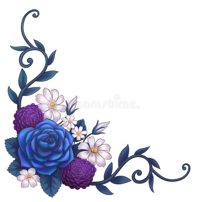 Blue Flower Border Frame stock image. Illustration of horizontal ...