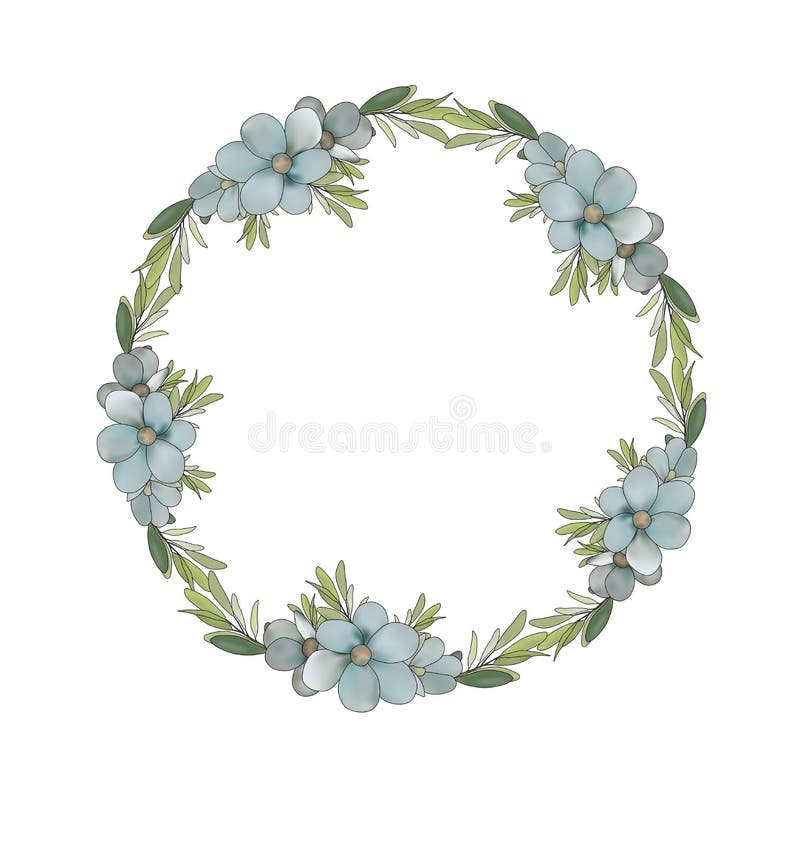 Blue flower circle stock vector. Illustration of beautiful - 222543455