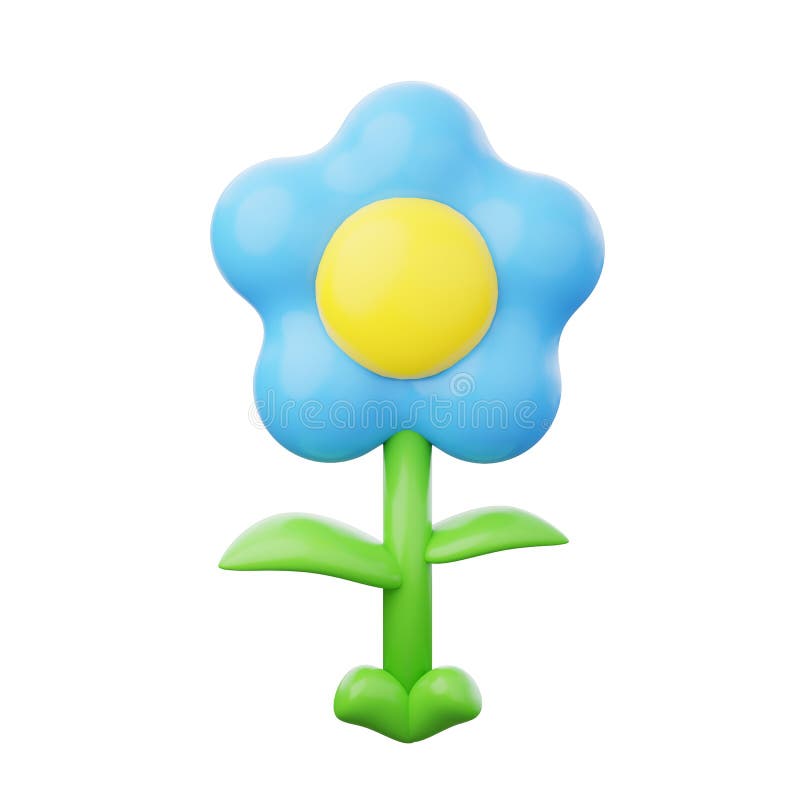 Blue Flower 3d Render Illustration. Stock Illustration - Illustration ...