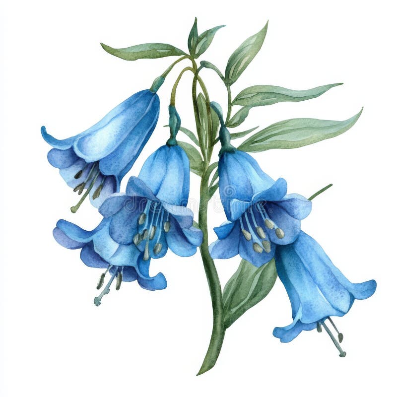 Blue Flower Drawing Isolated on White Background. for Use on Postcards ...