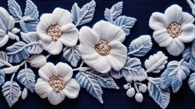 Blue Flower Embroidery stock photo. Image of generated - 367181726