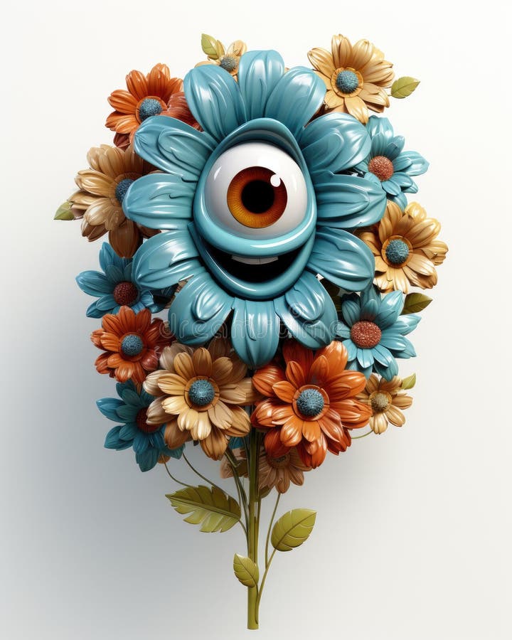 A Blue Flower with an Evil Eye on Top of it. Generative Ai Stock ...