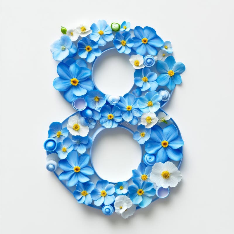 A Blue Flower Figure Eight Set Against a Pristine White Background ...