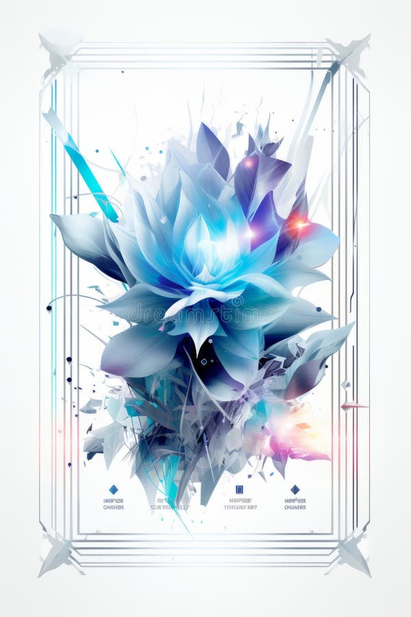 A Blue Flower in a Frame with an Abstract Design Stock Illustration ...