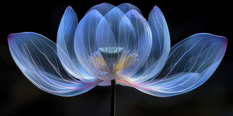A Blue Flower Glowing Softly Against a Dark Background Creating a ...