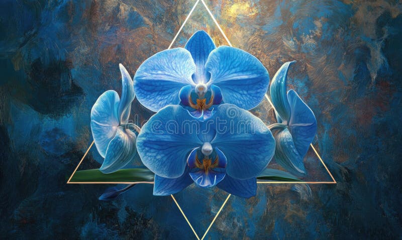 A Blue Flower with a Gold Frame Stock Photo - Image of tropical, flower ...