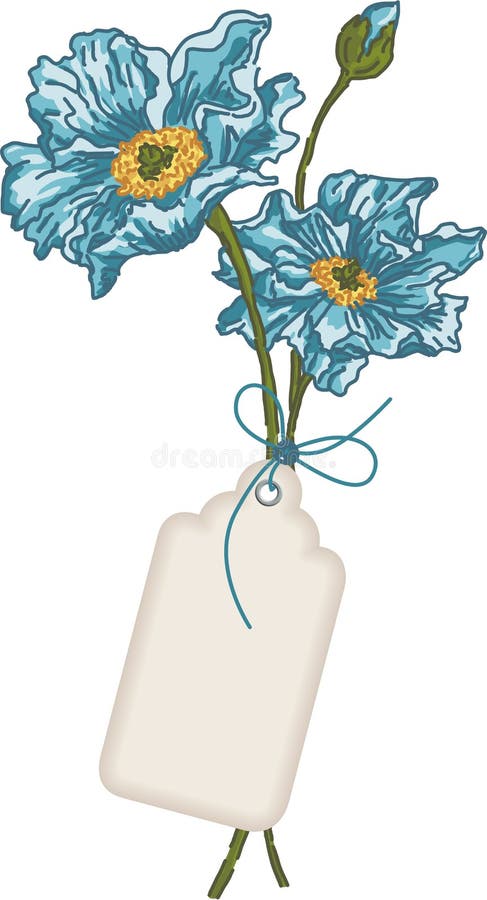 Blue flower with label tag stock vector. Illustration of vintage - 84620847